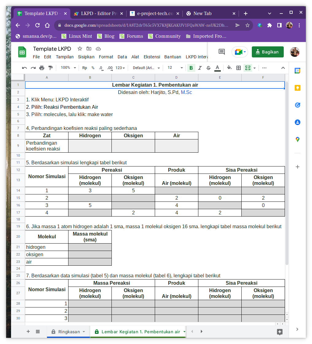 Lembar Kegiatan Interaktif Berbasis Aplikasi Google Spreadsheet 